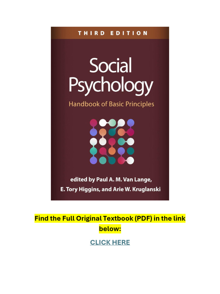 Social Psychology Handbook of Basic Principles 3rd Edition TEXTBOOK ...