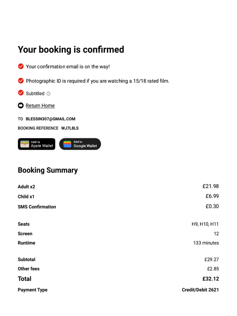 Cineworld - Order Success | PDF