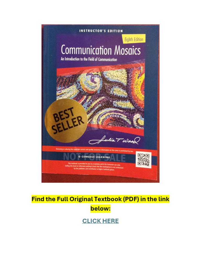 Communication Mosaics An Introduction To The Field of Communication 8th Edition TEXTBOOK PDF ...