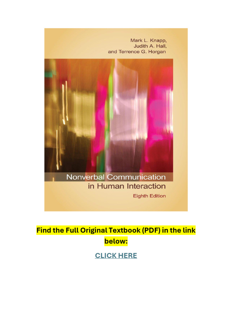 Nonverbal Communication in Human Interaction 8th Edition TEXTBOOK | PDF ...