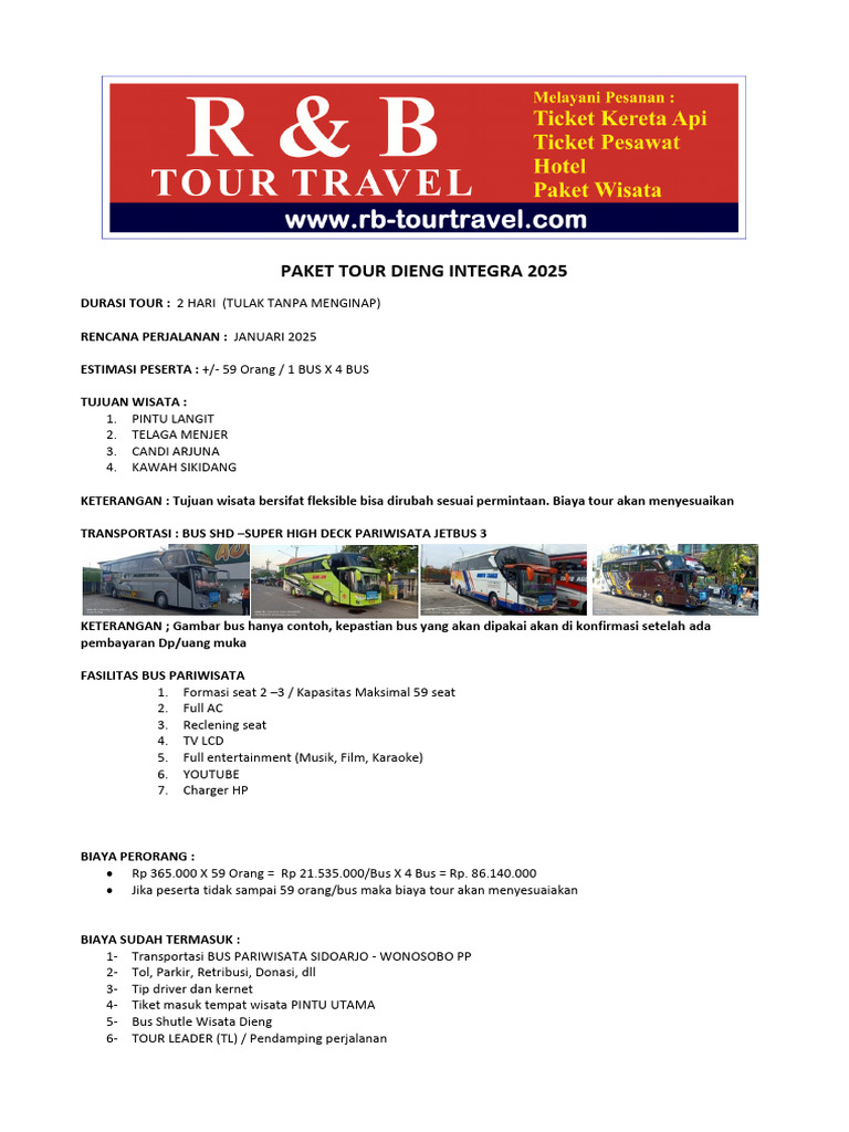 Paket Tour Dieng Integra 2025 | PDF