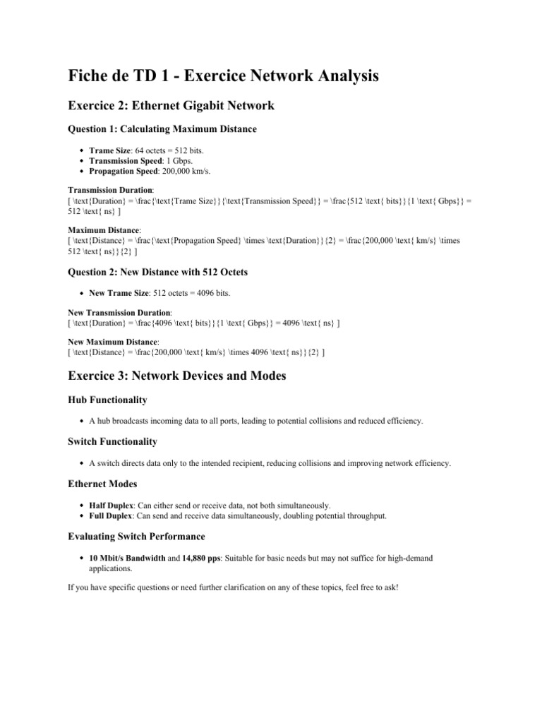 Fiche de TD 1 Exercice Network Analysis | PDF