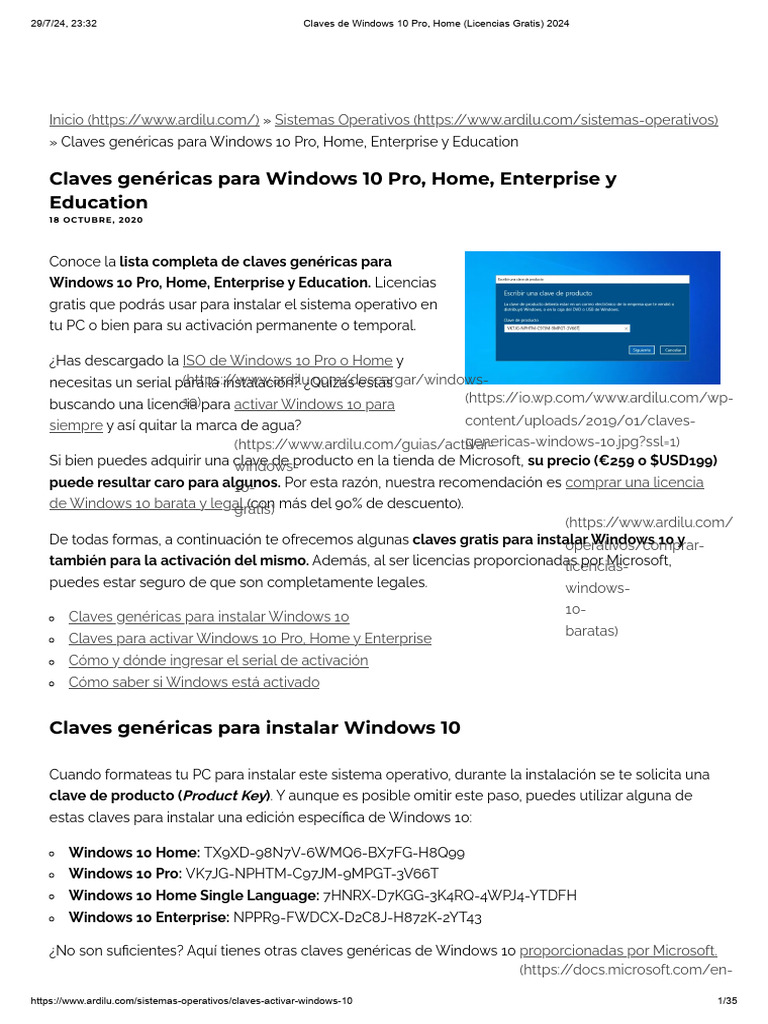 Claves Gratis para Activar Windows 10 | PDF | Windows 10 | Microsoft Windows