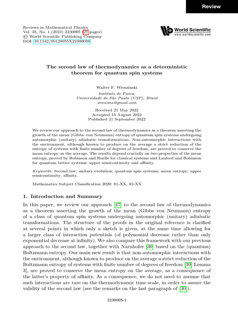wreszinski-2022-the-second-law-of-thermodynamics-as-a-deterministic-theorem-for-quantum-spin ...