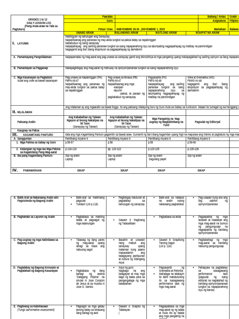 DLL Q3 FIL9 WK3 | PDF