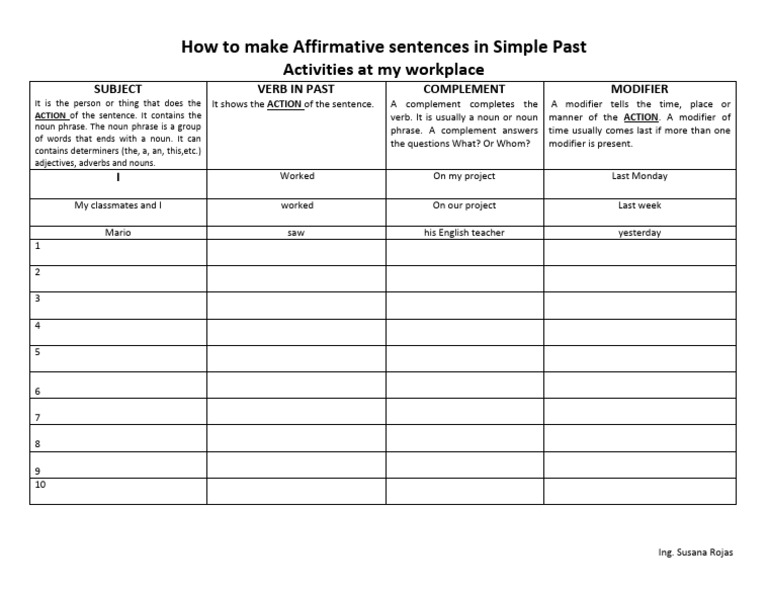 1 Simple Past Affirmative Sentences | PDF