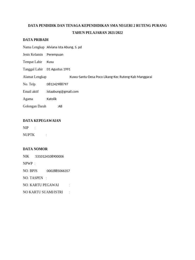 Data Pendidik Dan Kependidikan | PDF