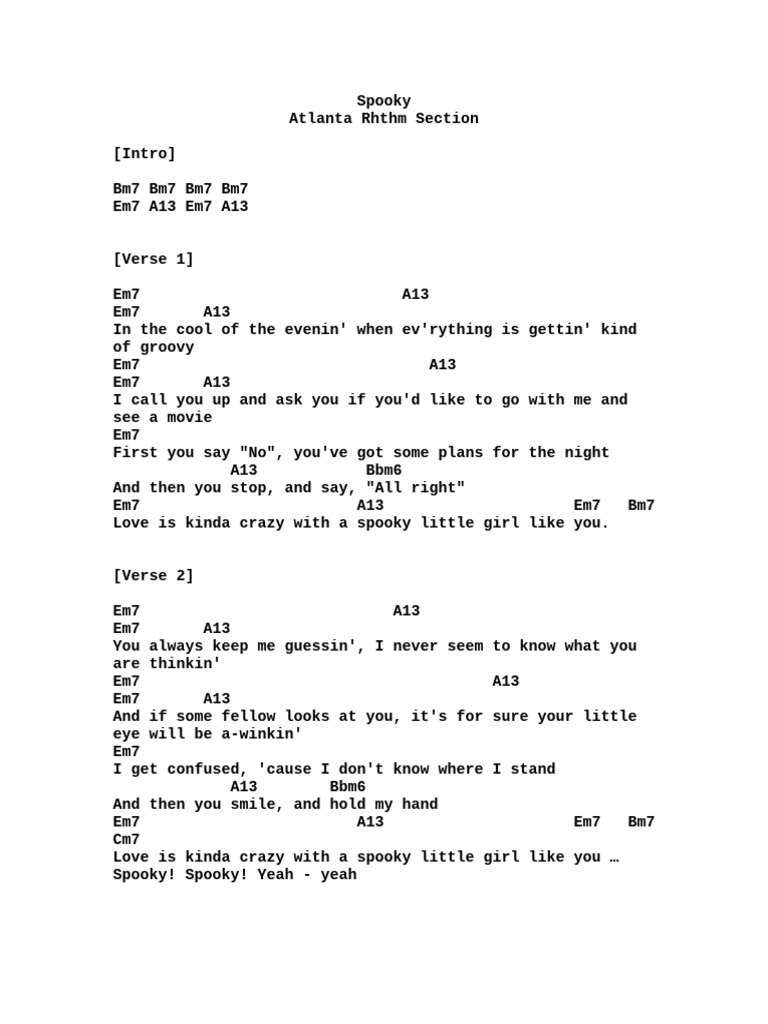 Spooky - Atlanta Rhythm Section | PDF