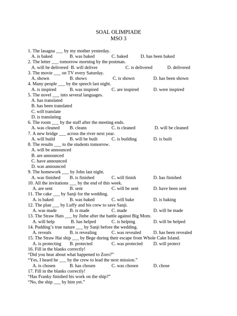 SOAL OLIMPIADE MSO 3 | PDF | Adverb | Verb