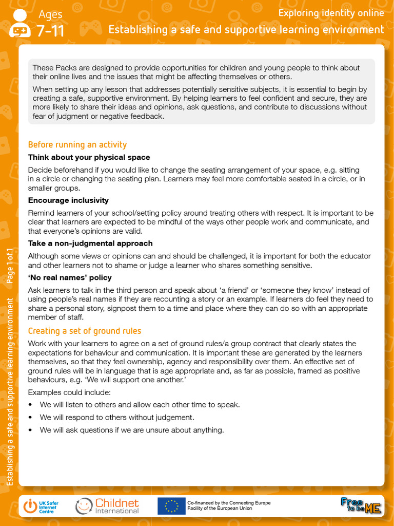 Ages 7-11 - Establishing A Safe and Supportive Learning Environment ...