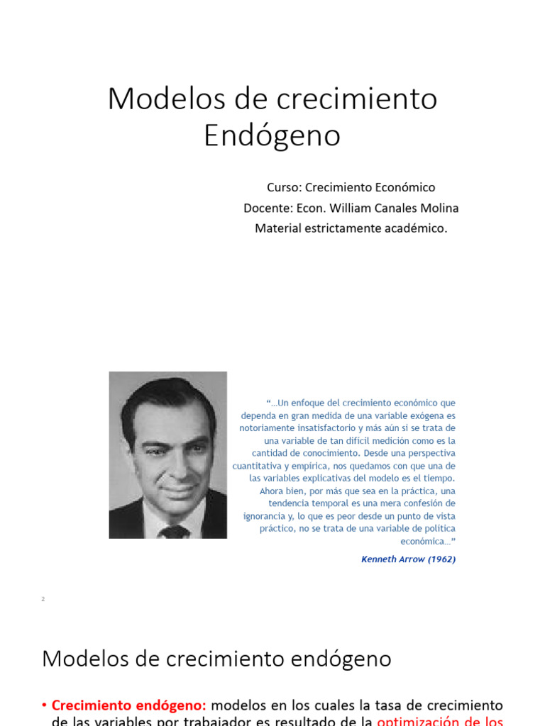Modelos de Crecimiento Endógeno | PDF | Crecimiento económico | Capital ...