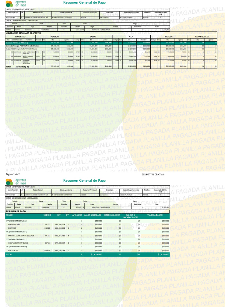 Planilla Junio JM | PDF | Servicios financieros | Beneficios para empleados