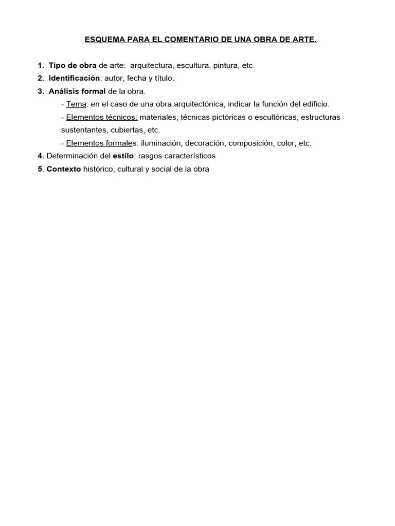 Comentario Arte (Esquema y Resuelto) | PDF