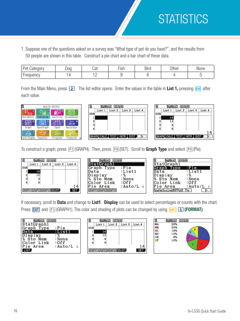 07 CASIO QuickStartGuide fx-CG50 STATISTICS | PDF