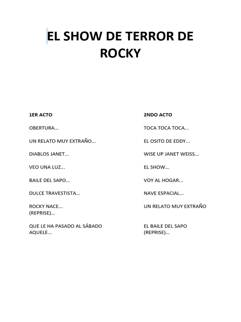 El Show Terror de Rocky | PDF | Amor