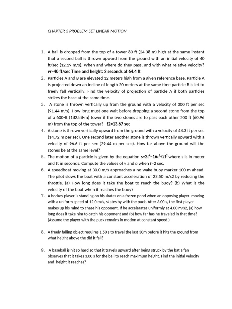 Chapter-3bProblem Set Only | PDF | Acceleration | Velocity