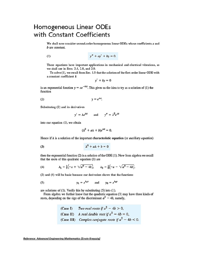 Homogeneous Linear DE With Constant Coefficients | PDF