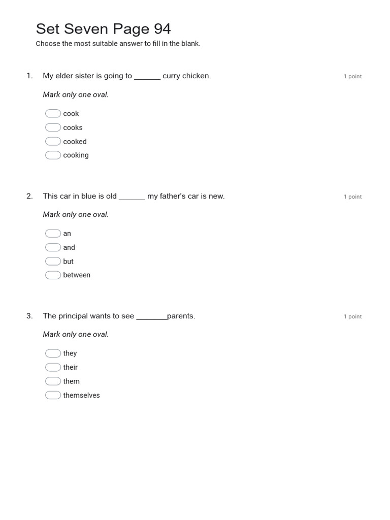 Set Seven Page 94 - Google Forms | PDF