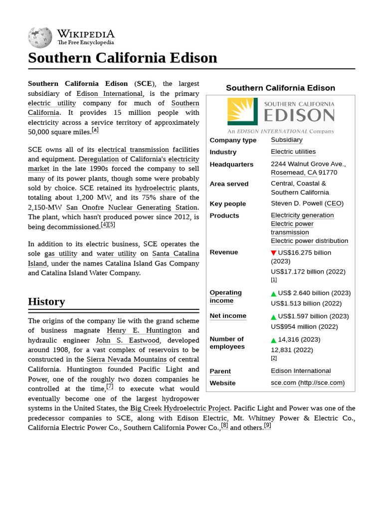 Southern_California_Edison | PDF | Electric Power | Power (Physics)