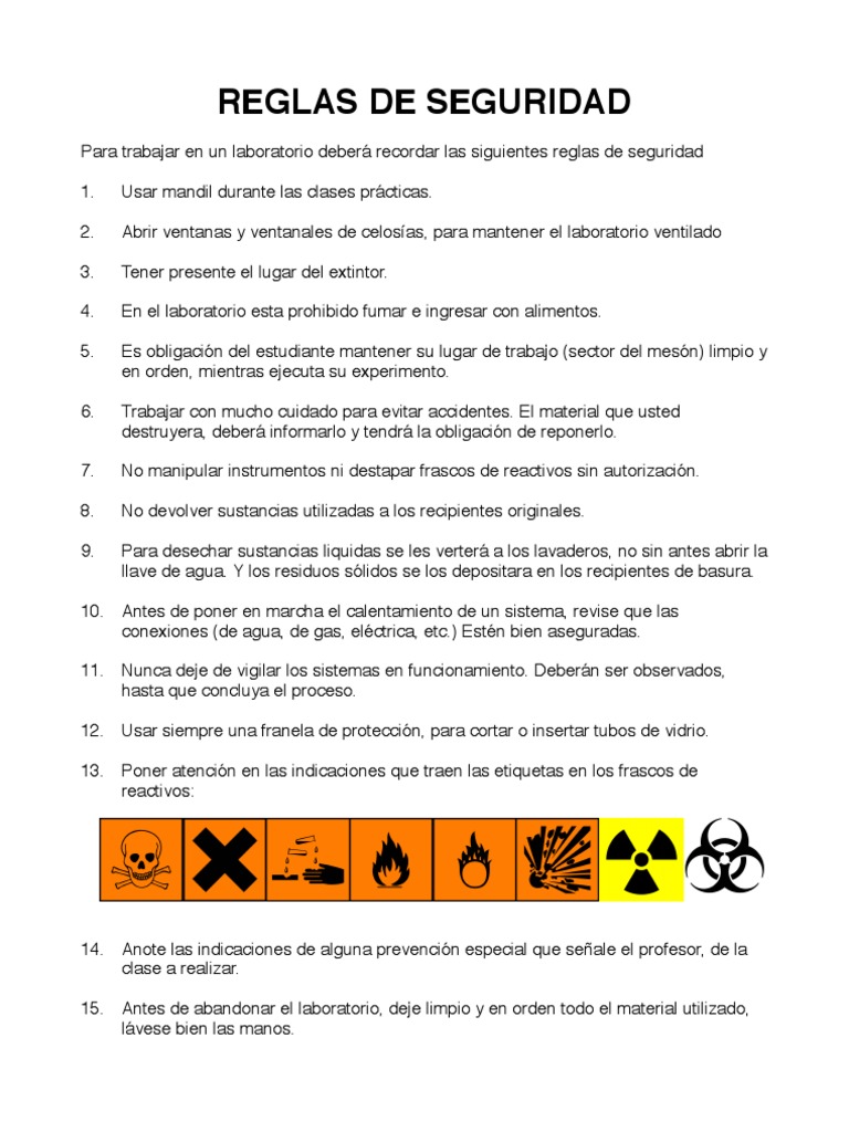 Reglas de Seguridad de Laboratorio de Química Orgánica ESPOL | PDF