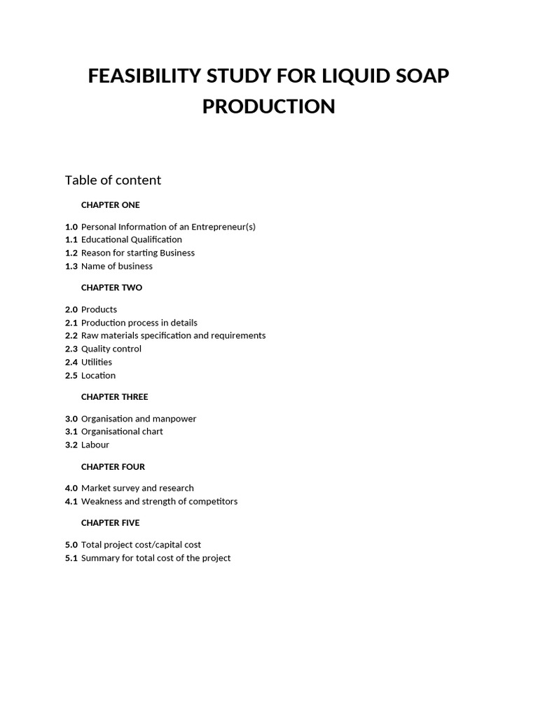 Feasibility Study For Liquid Soap Production | PDF | Packaging And ...