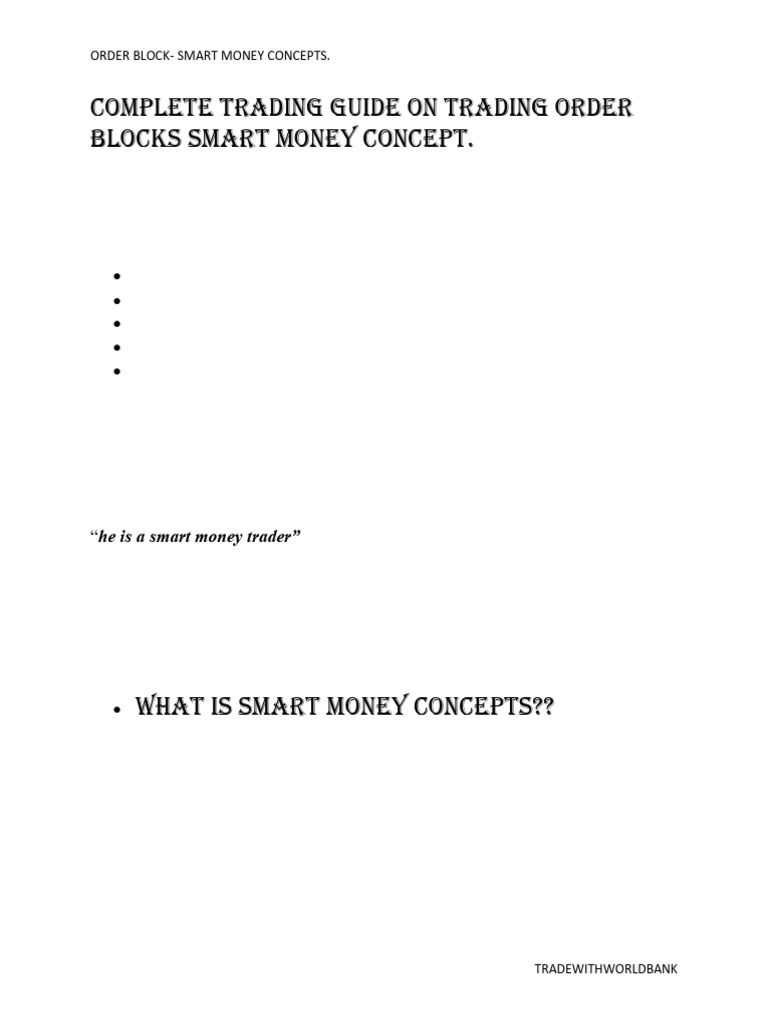 Order Block Smart Money Concepts 1 10 | PDF | Investing | Financial Markets