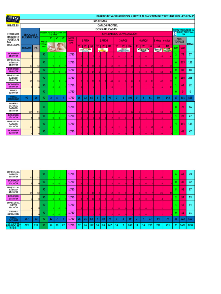 Cuadro de Info Barrido Set y Oct 2024 - Enf. Ris Comas General Cs Protzel 01-11-2024 | PDF ...