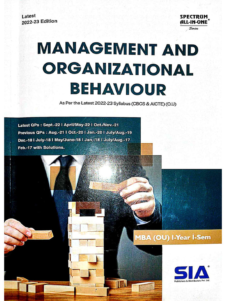 (MOB) Management and Organisational Behaviour Sia Material PDF | PDF