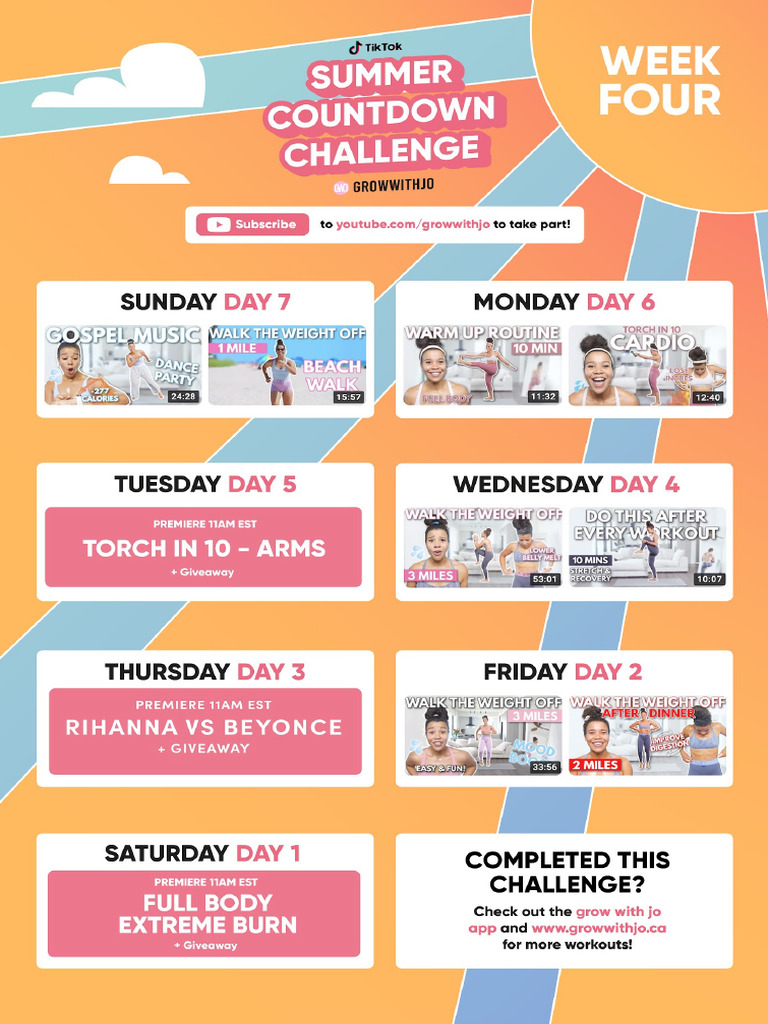 Summer Countdown Challenge Wk 4 | PDF