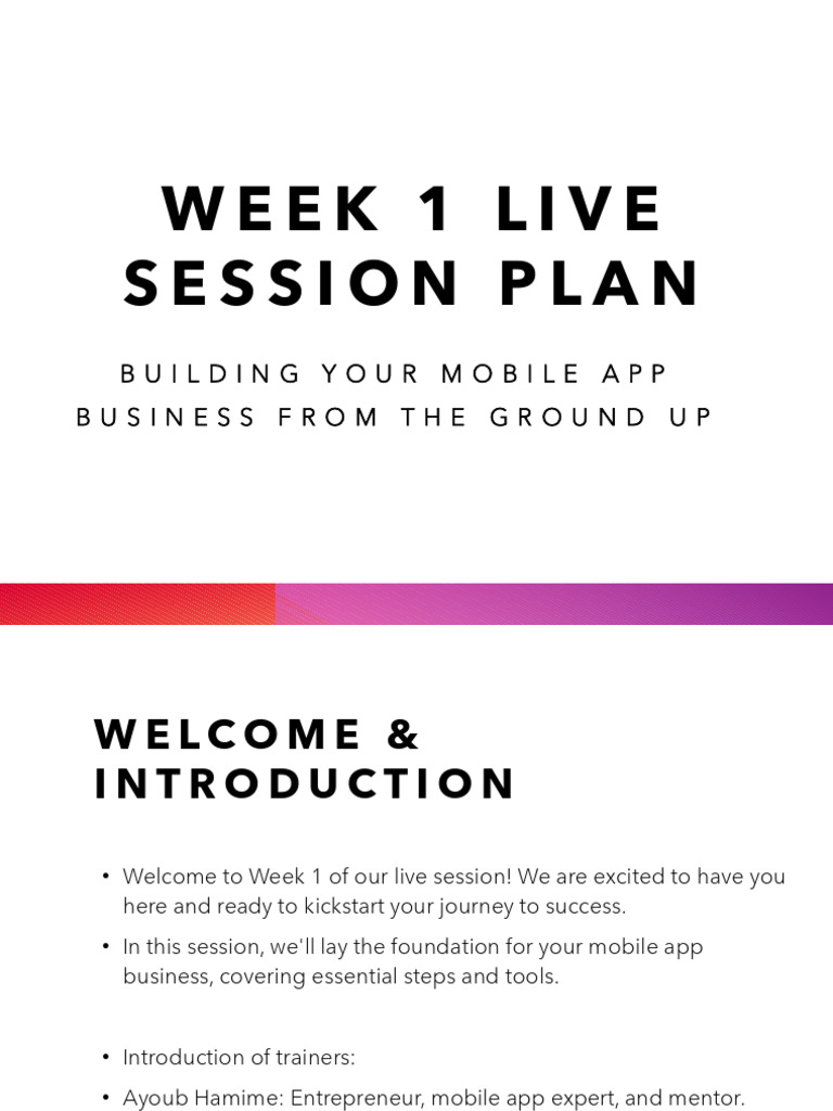 Week 1 Live Session Plan | PDF | Software | Computing