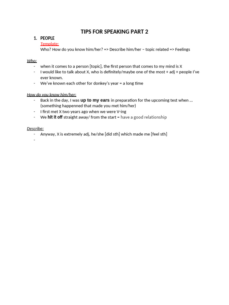 Effective Speaking Tips for Part 2 | PDF