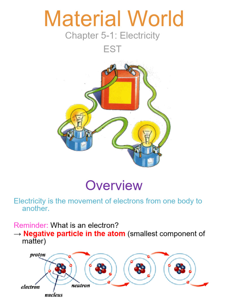 Chapter 5-1 - Electricity TEACHER Notes EST P | PDF | Electrical ...