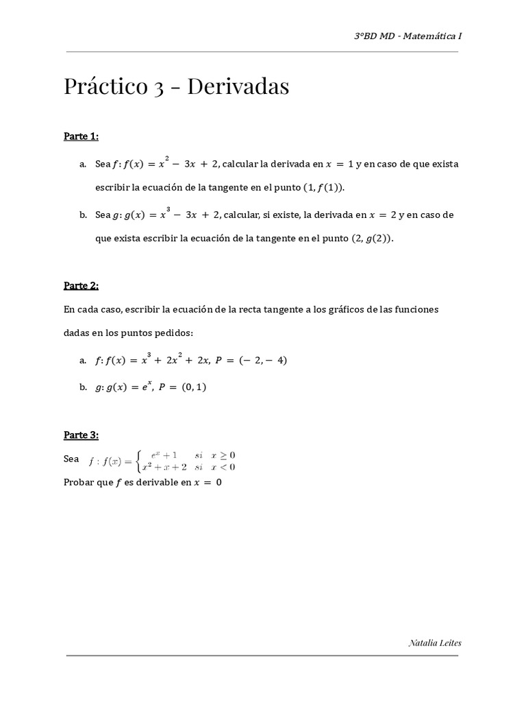 Práctico 3 - Derivadas | PDF