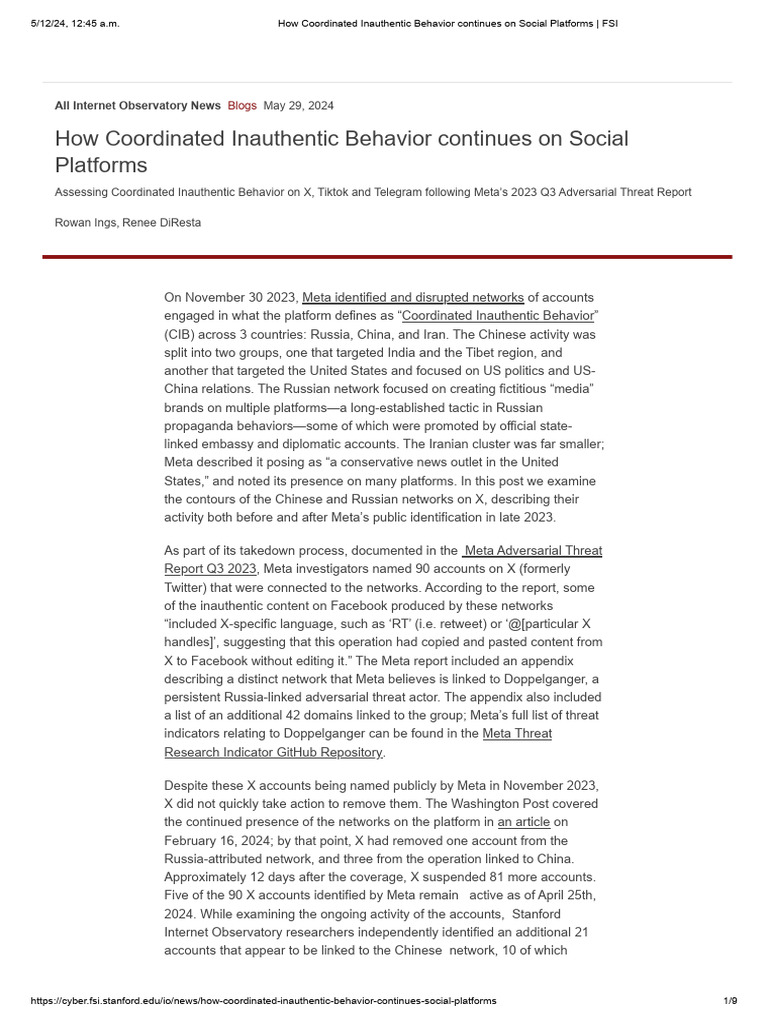How Coordinated Inauthentic Behavior Continues On Social Platforms ...