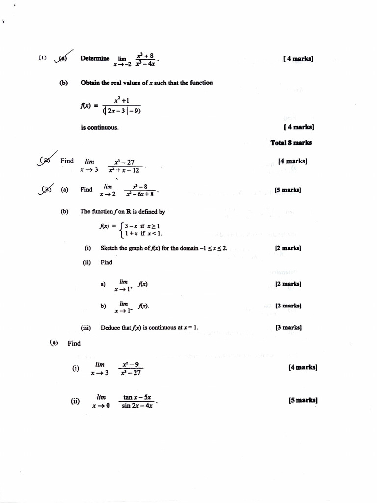 Limits and Continuity Problem Numbered - Copy | PDF