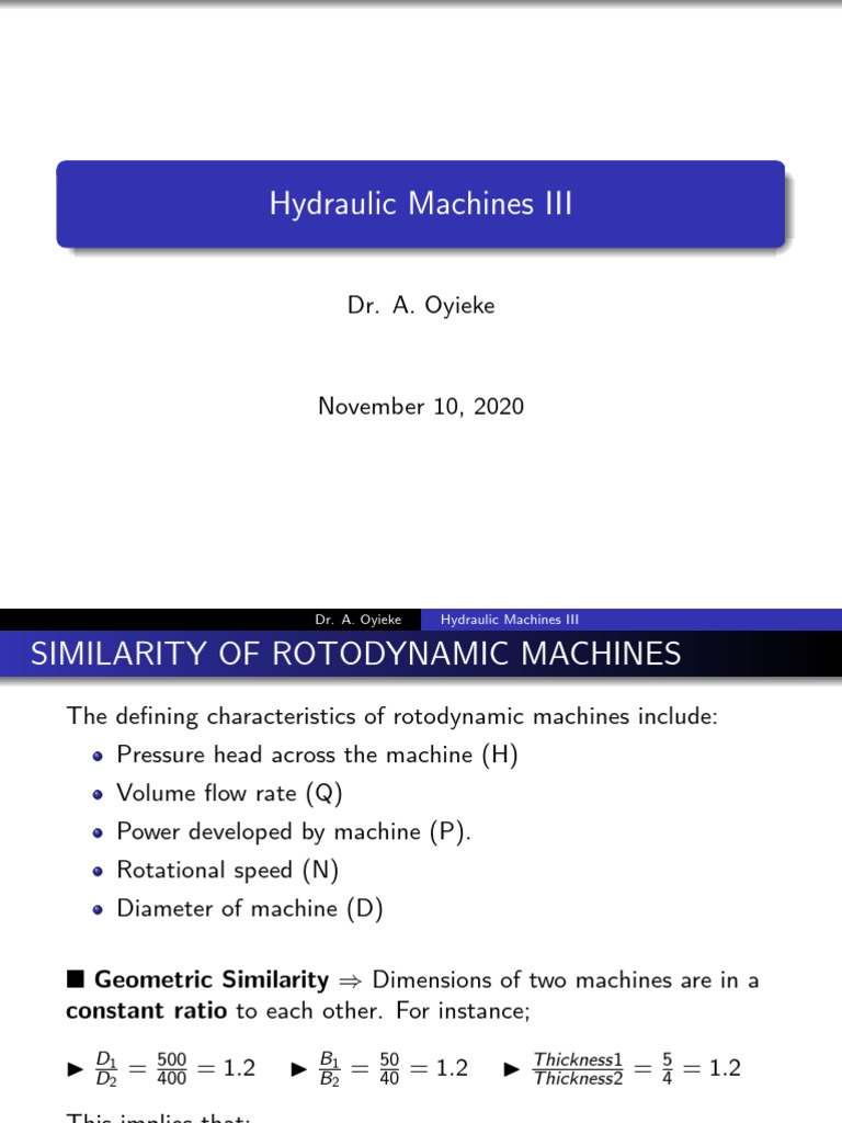 Hydraulic Machines: Similarity Laws Explained | PDF | Pump | Classical ...