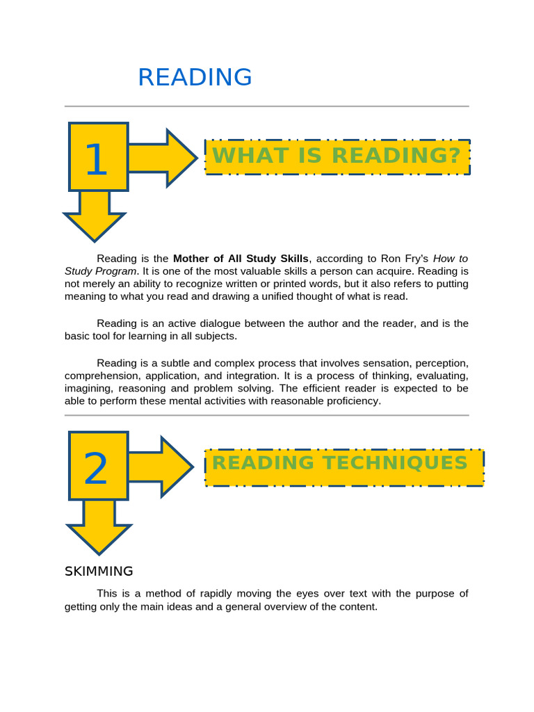 Reading-1 | PDF | Reading Comprehension | Speed Reading