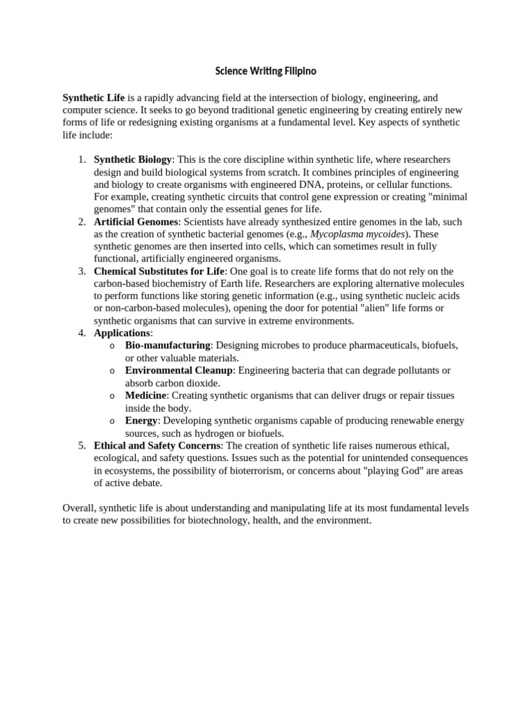 Science Writing Filipino | PDF | Life | Organisms