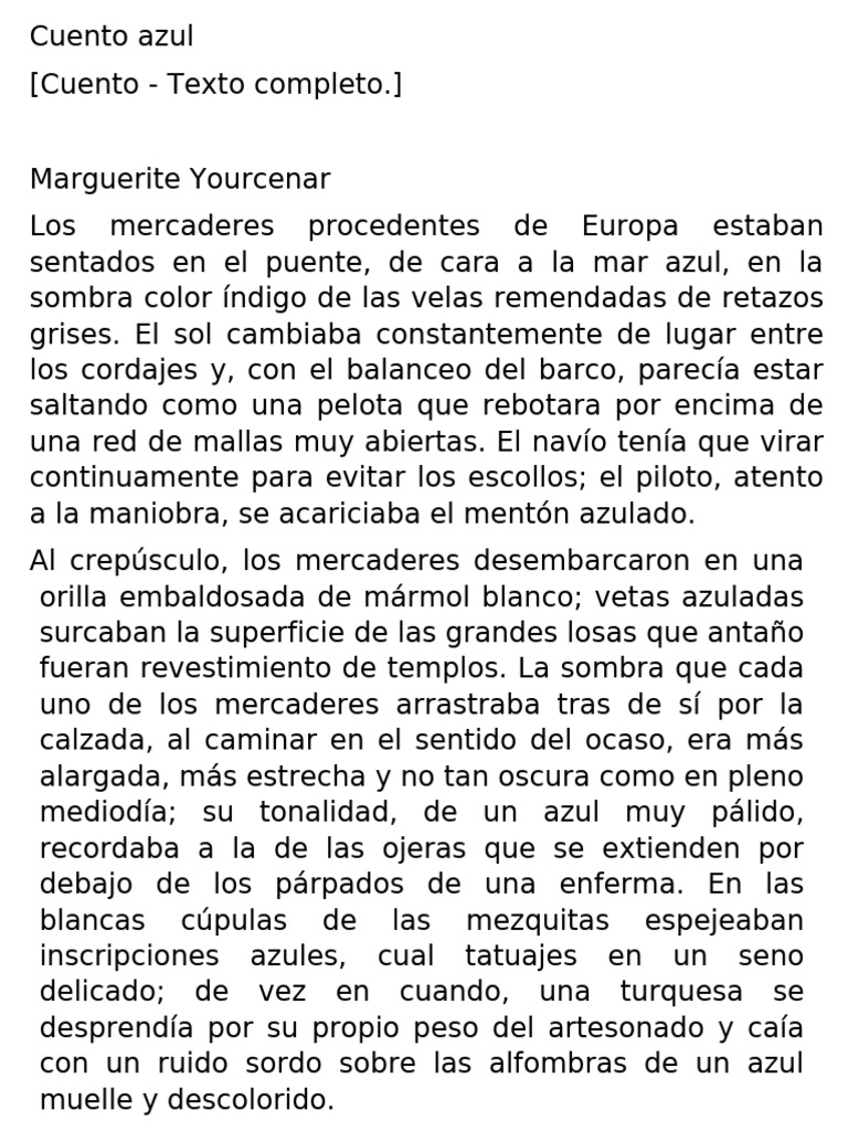 Cuento azul de Marguerite Yourcenar | PDF