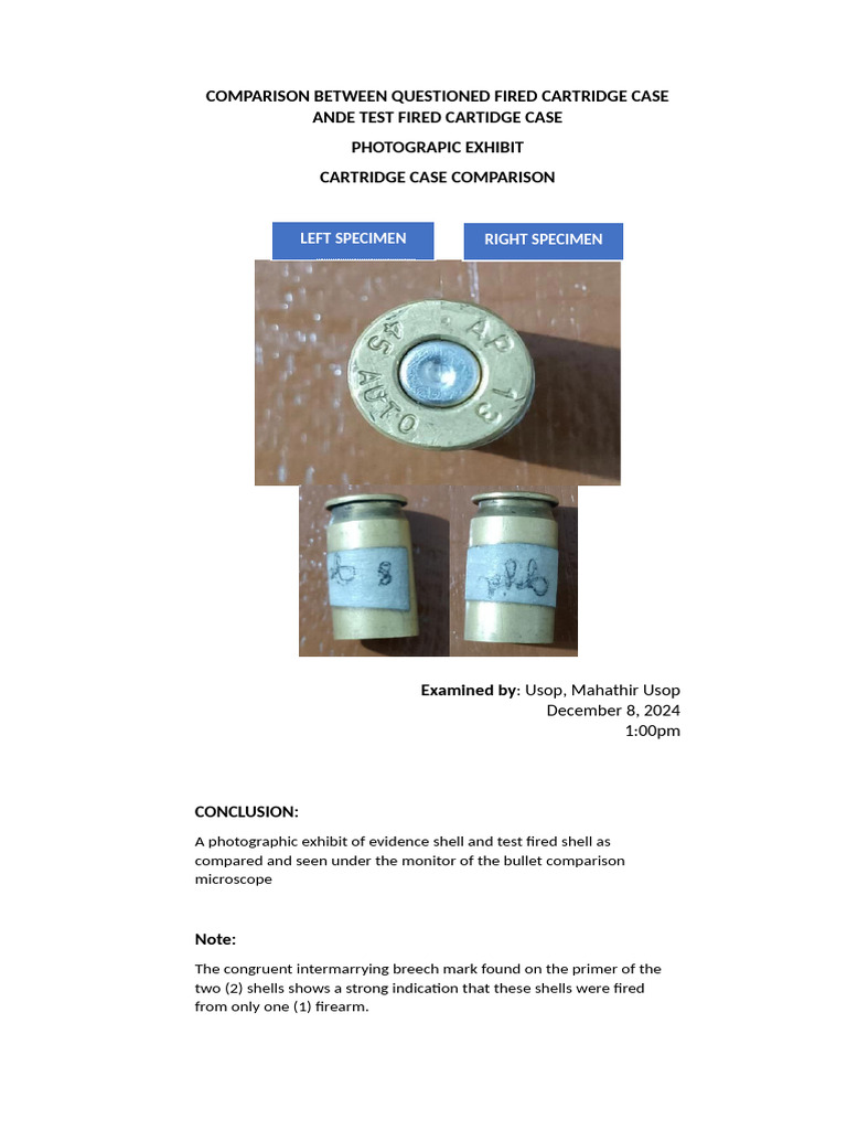 Cartridge Case Comparison Analysis | PDF