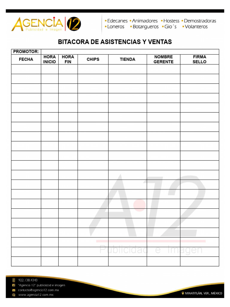 Bitacora de Asistencias y Ventas-5 | PDF