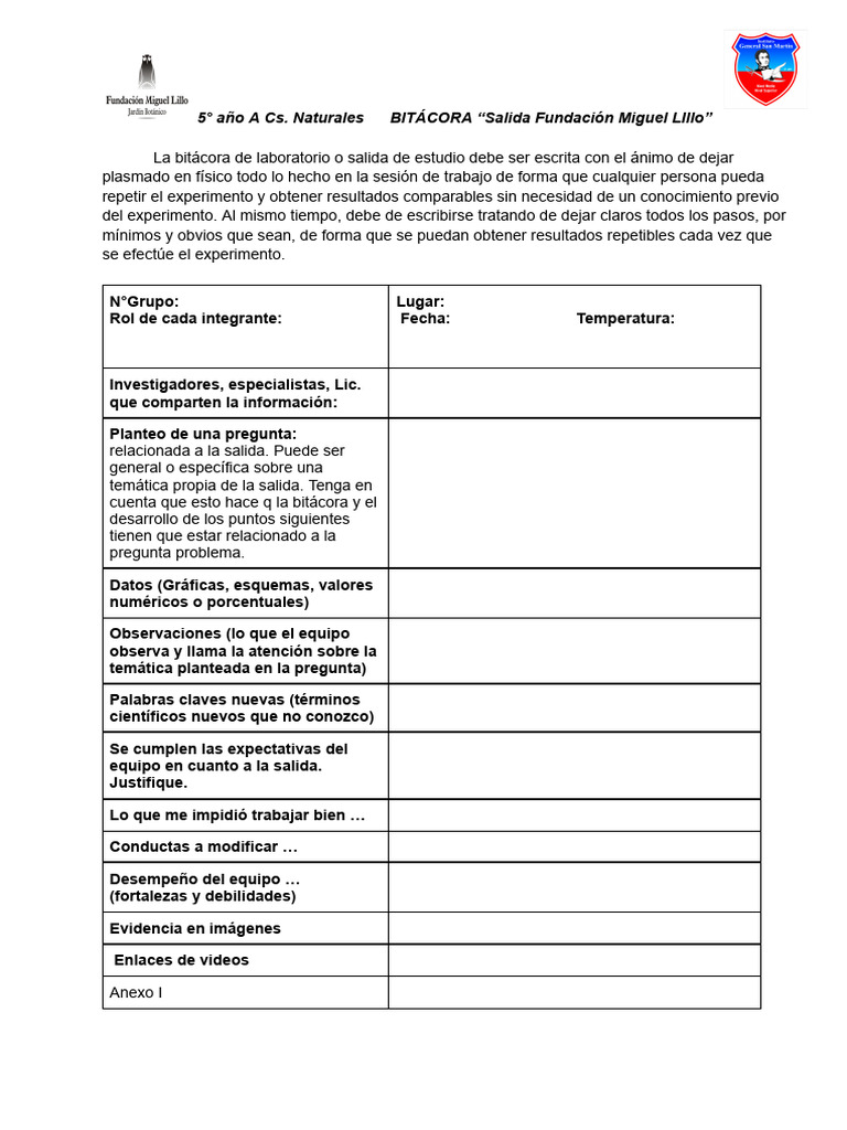 1 - Bit-Cora Grupal Salida Fundaci-N Lillo 2024 | PDF