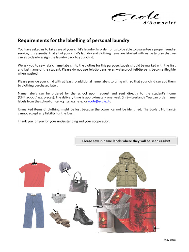 4 Labelling of Personal Laundry | PDF