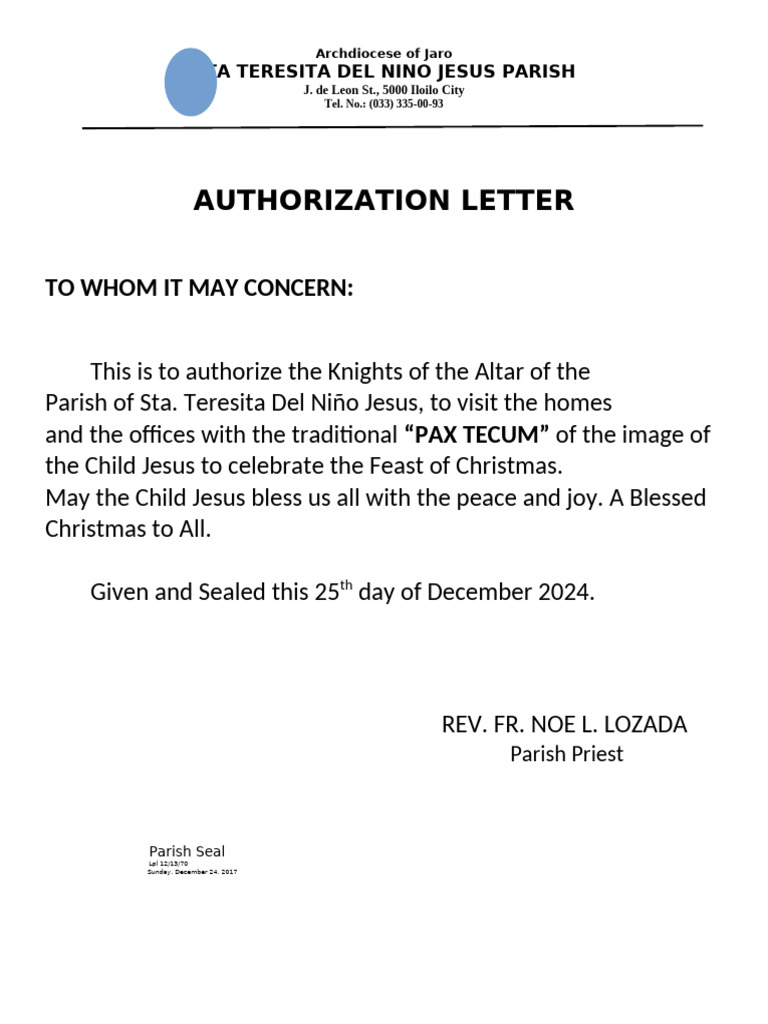 Pax Tecum Letter | PDF