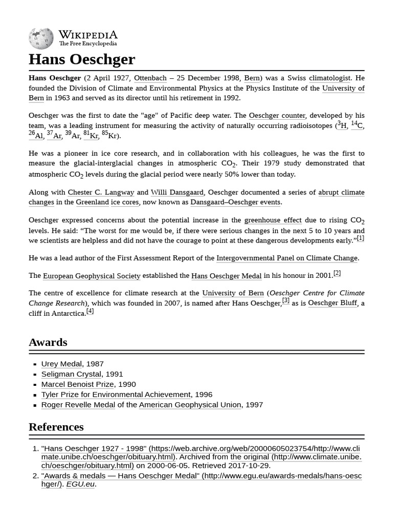 Hans_Oeschger | PDF | Climate Change | Natural Environment