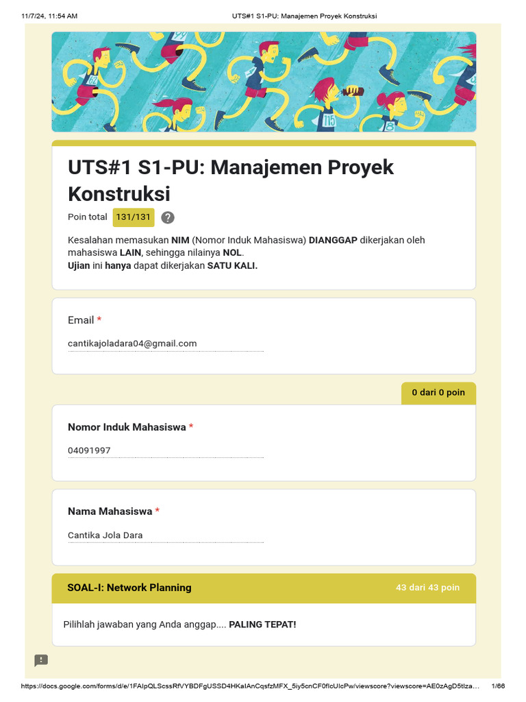 UTS#1 S1-PU - Manajemen Proyek Konstruksi | PDF