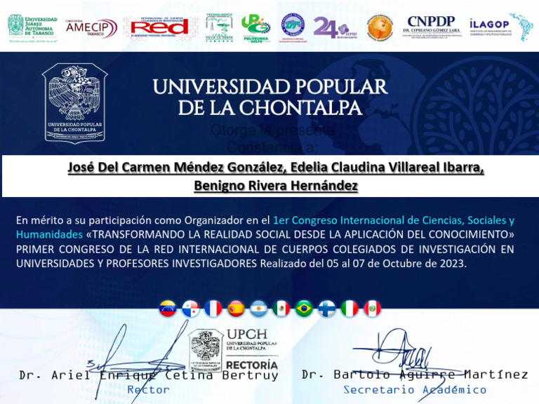 Constancia 1er Congreso Internacional 2023 | PDF