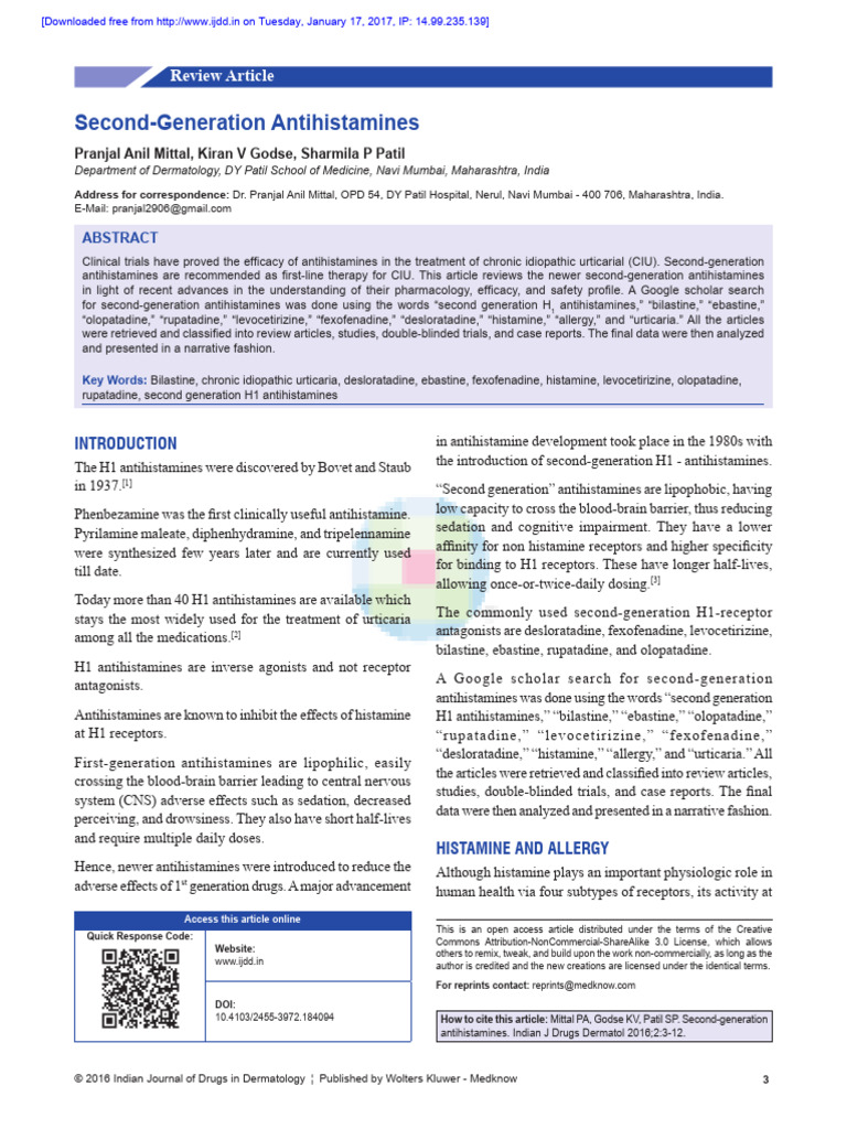 2nd Generation Antihistamines | PDF | Drugs | Pharmacology