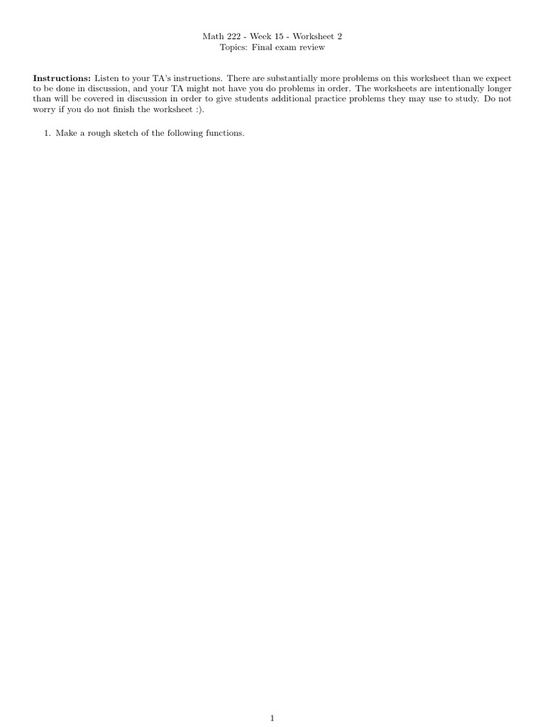 222 Wk15.2 Final Exam Review | PDF