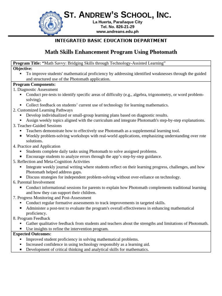 Math Skills Enhancement with Photomath | PDF | Learning | Cognition